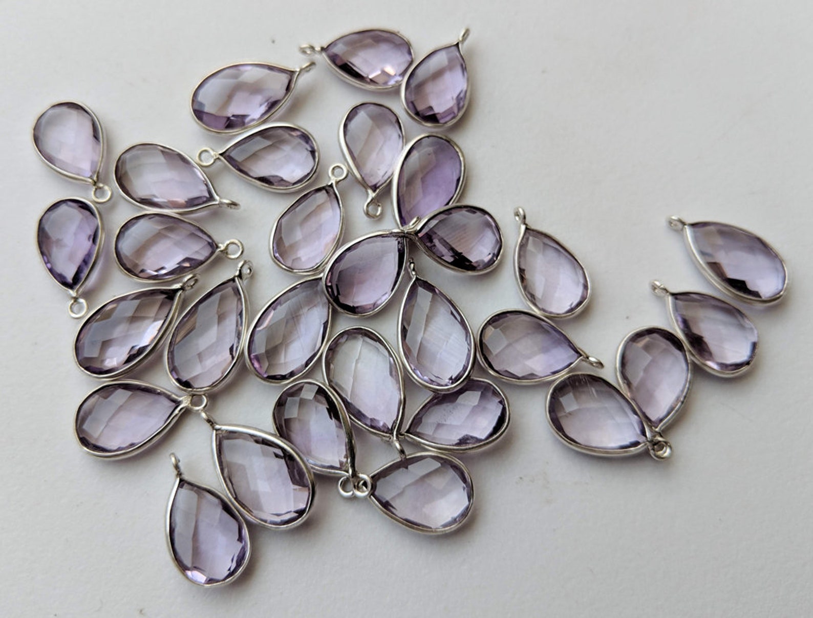 15-17mm Amethyst Bezel Connectors 5 Pcs Amethyst 925 Silver | Etsy