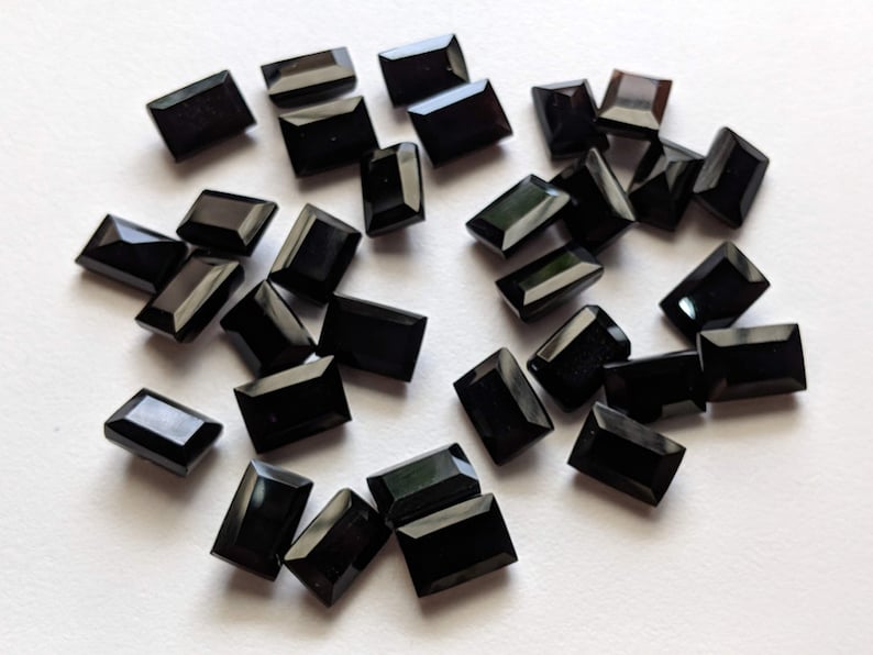8x12mm Black Onyx, Emerald Cut Black Onyx Cutstones, Natural Black Onyx ...
