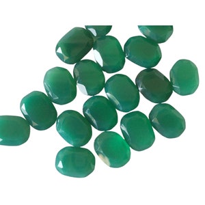 12x16mm Green Chalcedony Table Cut Flat Back Cabochons, Dark Green Rose ...