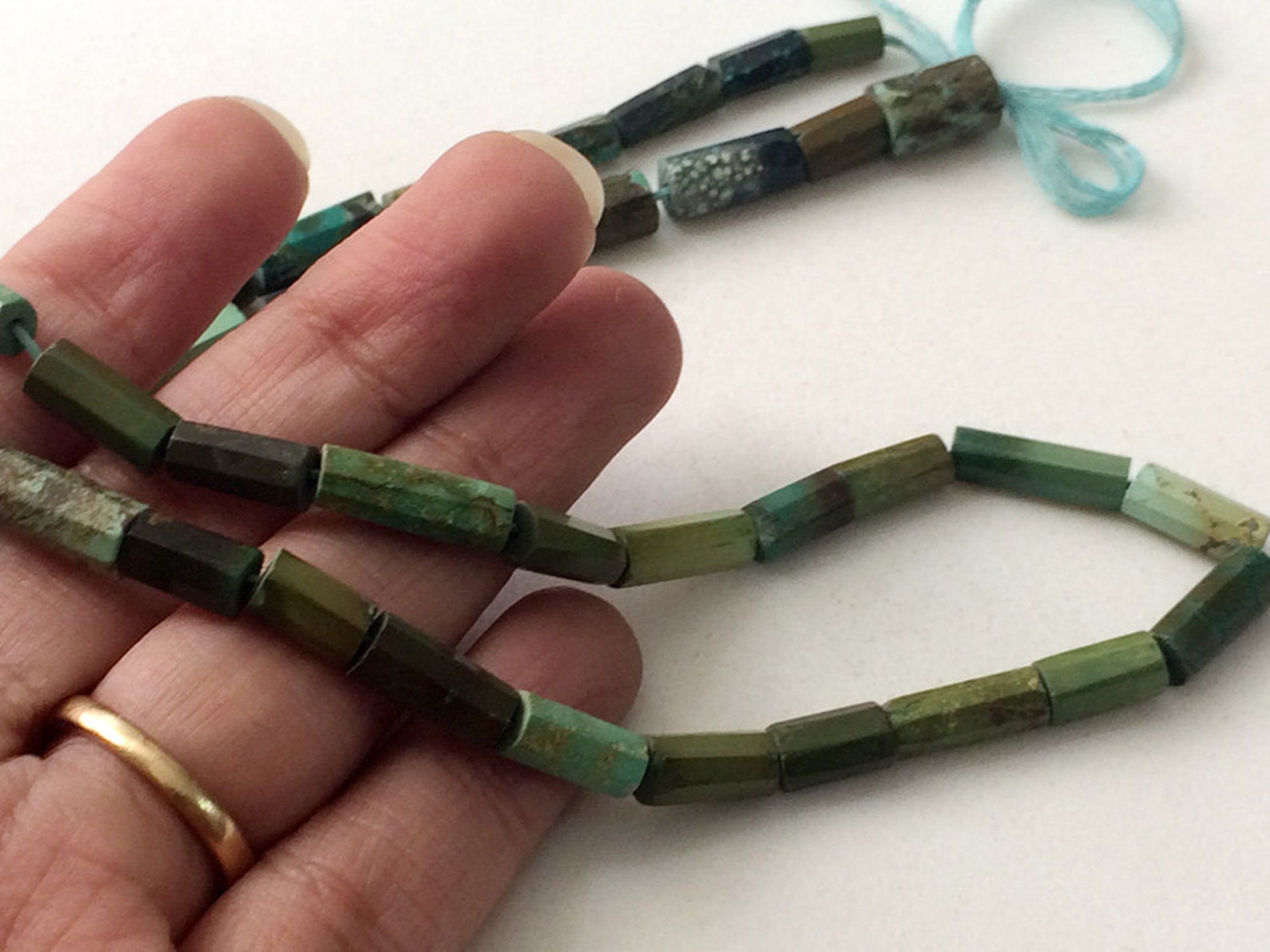 4x7mm 5x15mm Arizona Turquoise Faceted Tube Beads Natural | Etsy