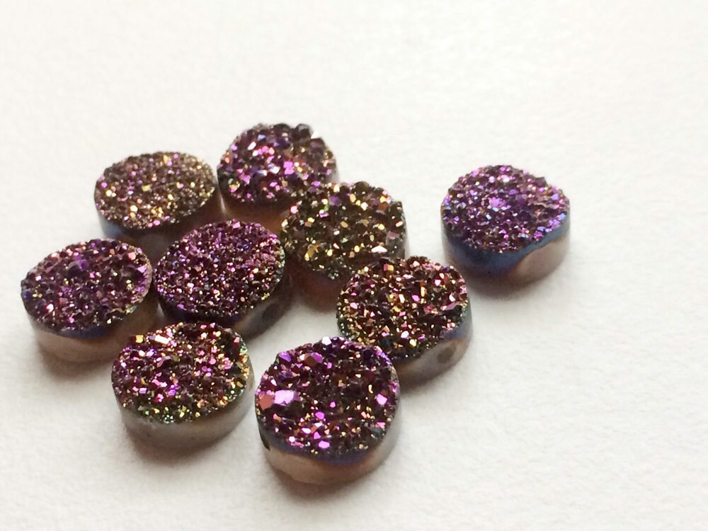 10mm Purple Druzy Titanium Purple Druzy Matched Pairs Round | Etsy