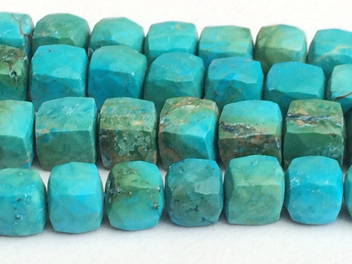 6-8mm Turquoise Faceted Cube Beads Chinese Turquoise Box - Etsy