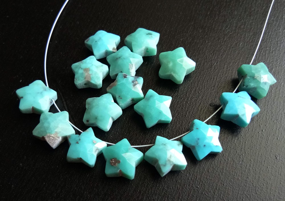 9.5-10mm Arizona Turquoise Star Beads Natural Faceted Star | Etsy