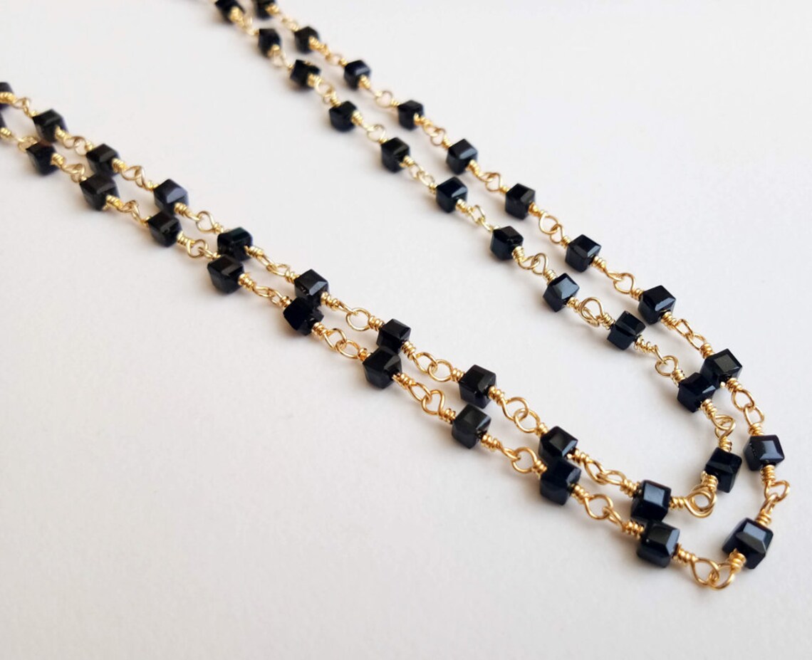 4.5mm Black Spinel Faceted Cube Beads in 925 Silver Wire - Etsy