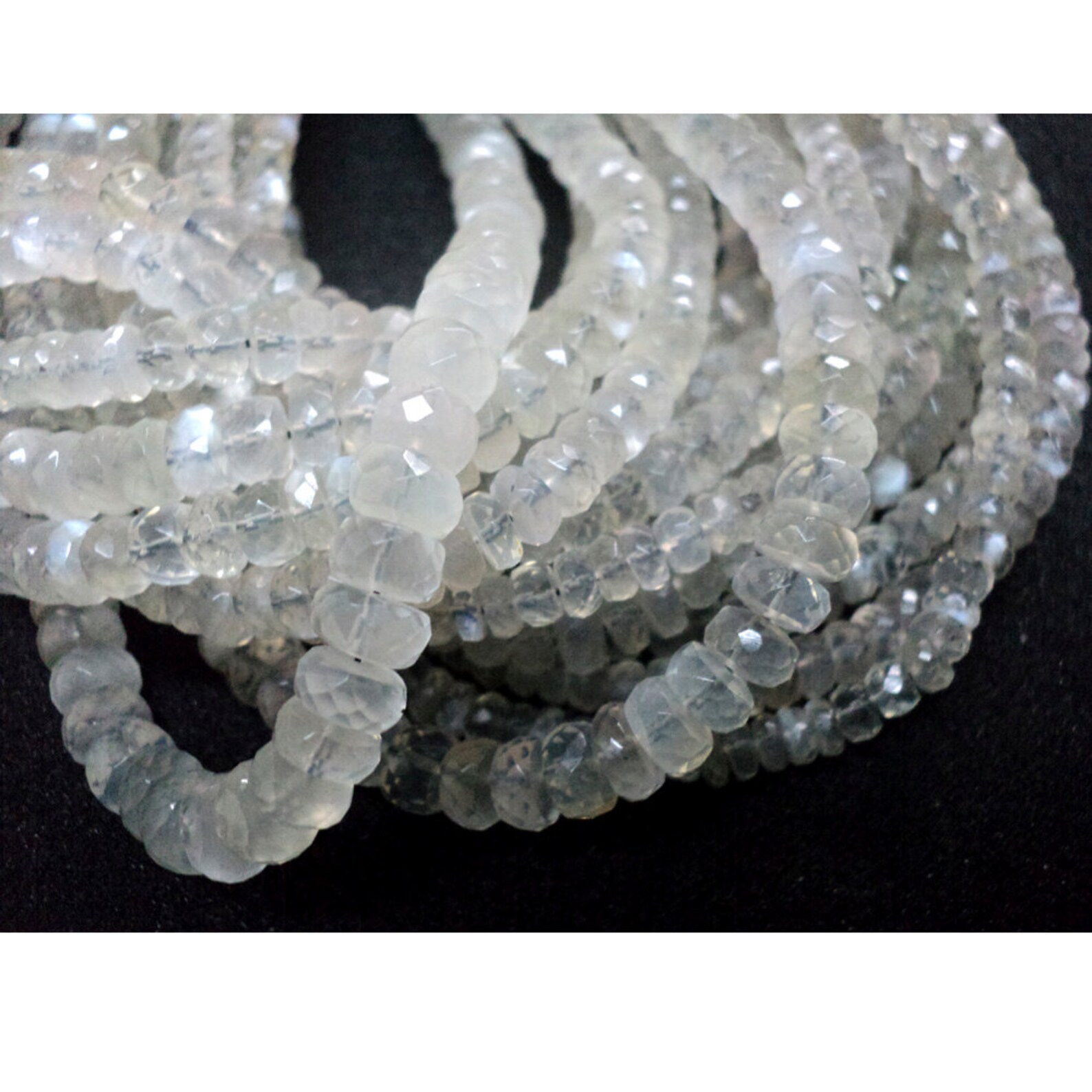 4mm African Moonstone Faceted Rondelle Beads, Faceted Rainbow Moonstone ...