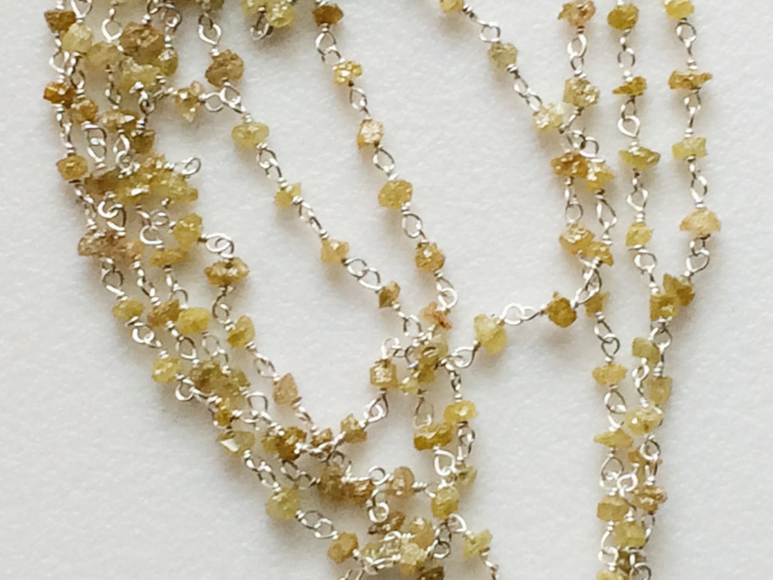 2-3mm Yellow Raw Diamond Rosary Chain, Yellow Rough Diamond Wire ...