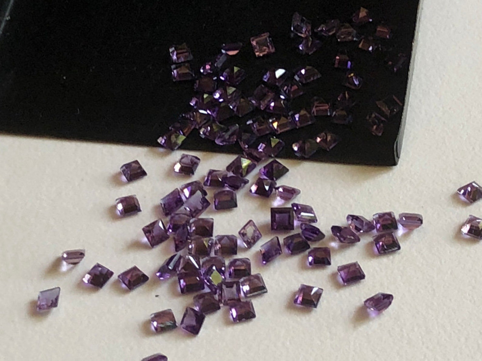 3mm Amethyst Princess Cut Stone Lot Natural Pointed Back | Etsy