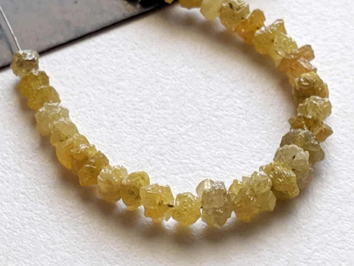 3.5-5mm Raw Yellow Diamond Beads, Natural Rough Yellow Diamond Beads ...