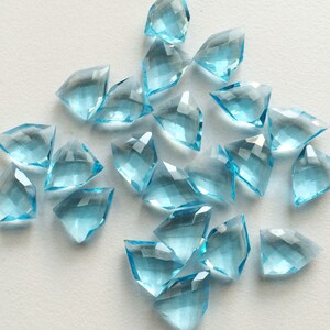 18mm Aqua Blue Hydro Quartz Checker Cut Fancy Shape, Blue Double Side ...