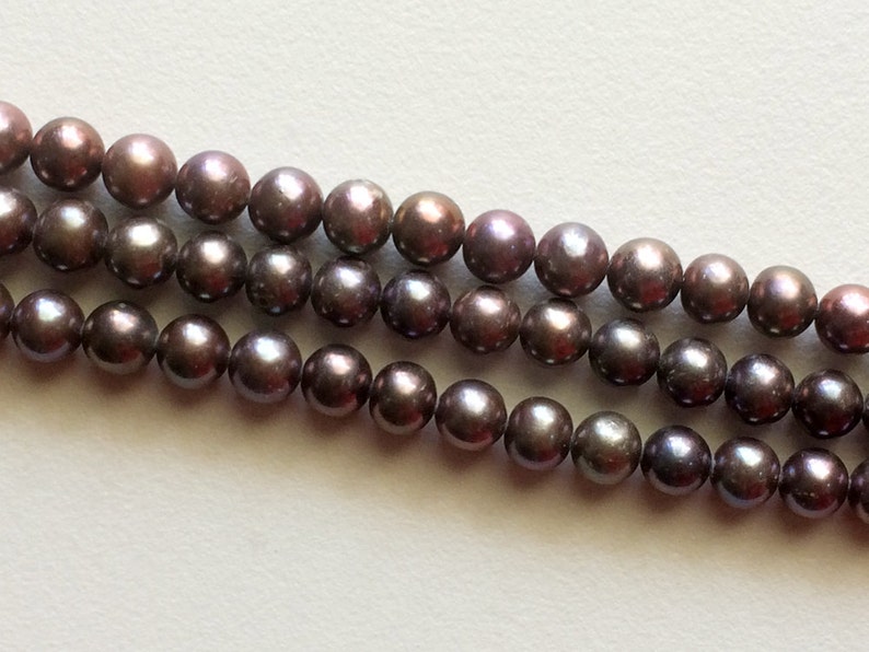 6mm Purple Grey Color Pearls, Natural Fresh Water Round Pearls, Natural ...