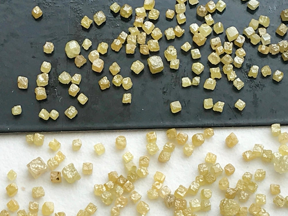 1-2mm Yellow Rough Diamond Perfect Cube Natural Yellow Tiny | Etsy