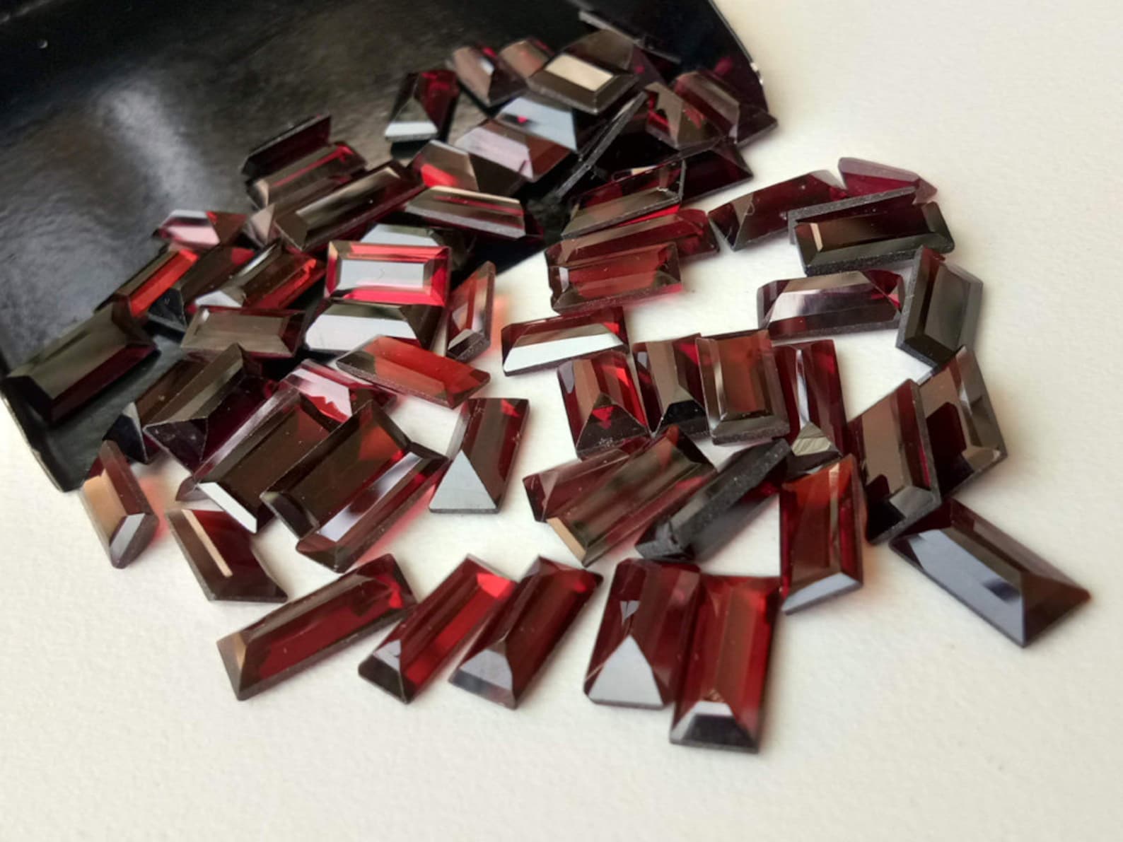 5x8mm - 5x13mm Approx. Garnet Emerald Cut Stone, Natural Faceted Garnet ...