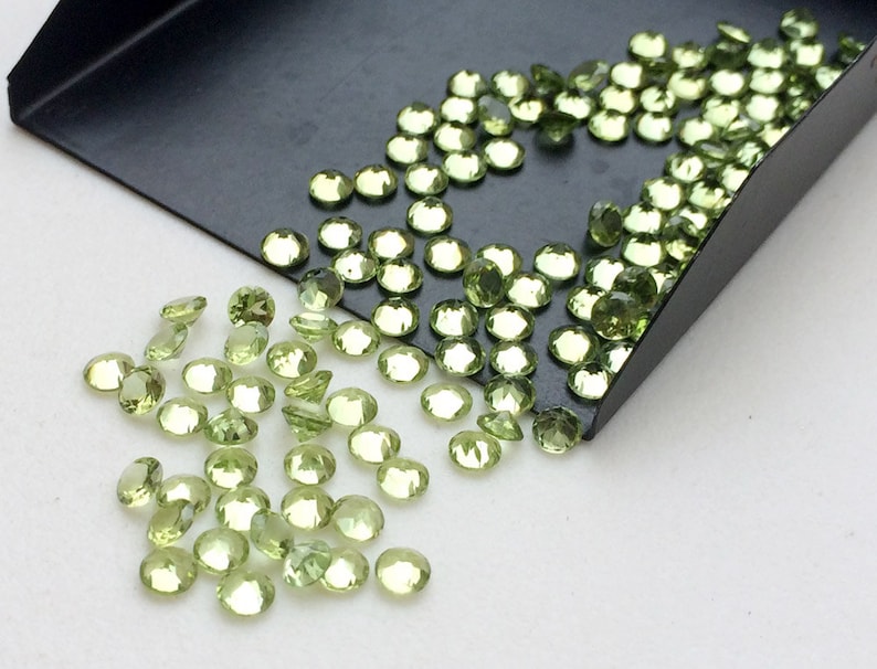 4mm Peridot Round Cut Stone Lot, Pointed Back Round Faceted Peridot ...
