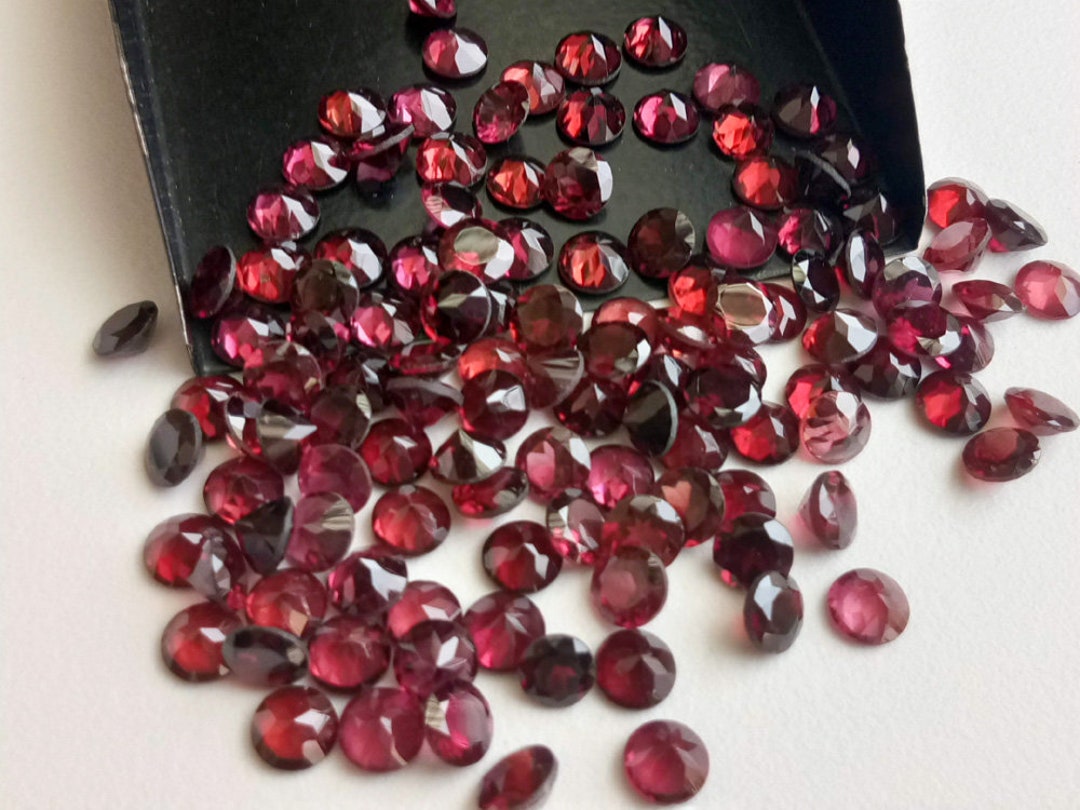 5-6mm Garnet Round Cut Stone, Natural Faceted Garnet Stones, Loose ...
