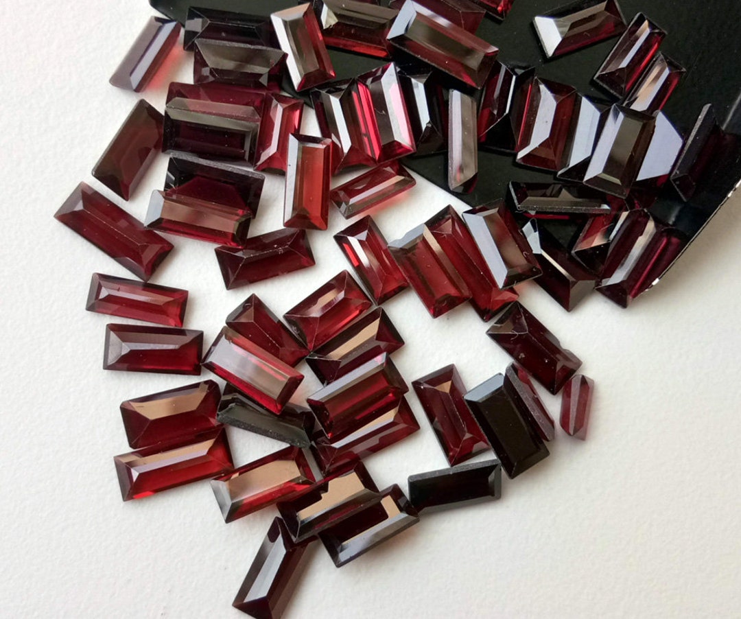 5x8mm - 5x13mm Approx. Garnet Emerald Cut Stone, Natural Faceted Garnet ...