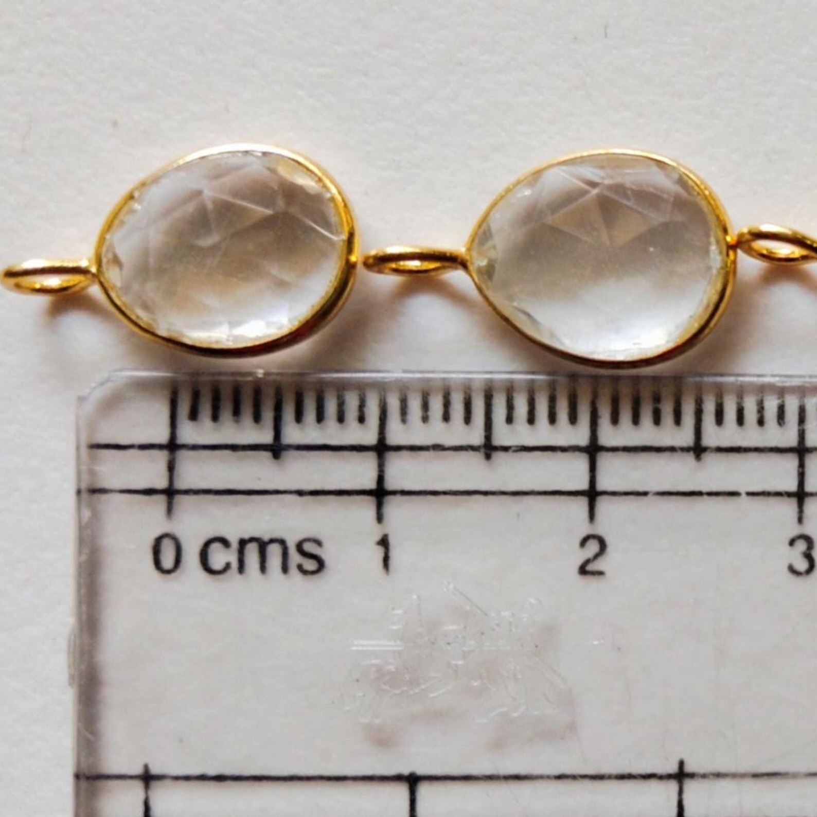 Crystal Quartz Faceted Free Form Shape Connectors, Single Loop 925 ...