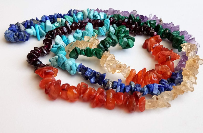 5-7mm Seven Chakra Chips, Natural Healing Seven Multi Chakra Bead, Body ...