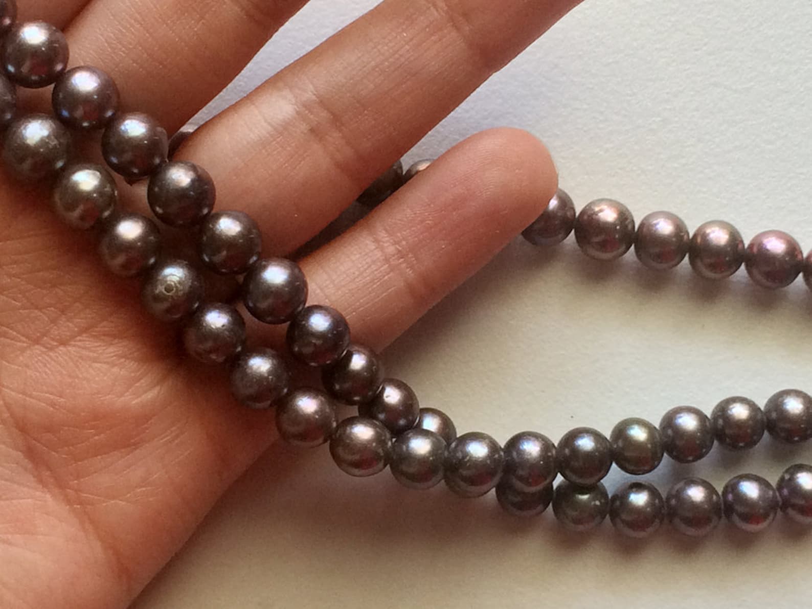 6mm Purple Grey Color Pearls, Natural Fresh Water Round Pearls, Natural ...