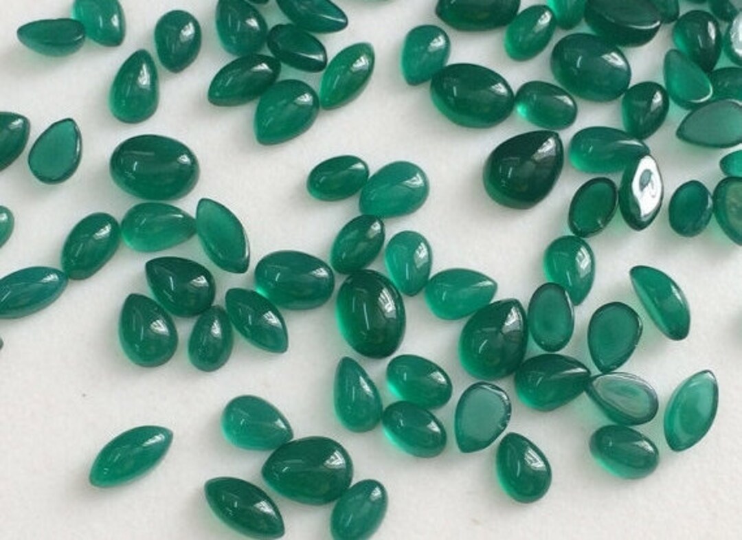 4x5mm - 6x8mm Green Onyx Mix Shape Gemstone Lot, Green Onyx Plain Oval ...