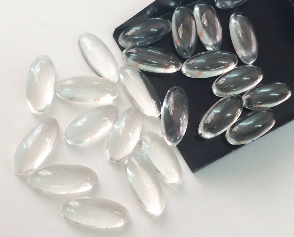 10x23mm Crystal Quartz Cabochons Crystal Plain Oval Flat Back | Etsy