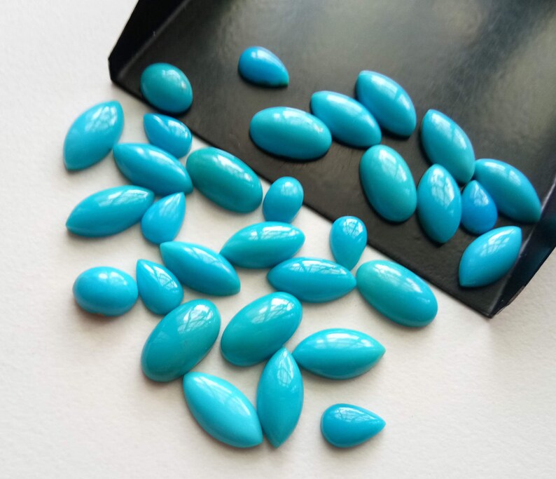 5x7mm-7x12mm Arizona Turquoise Cabochons, 5 Pcs Natural Arizona ...