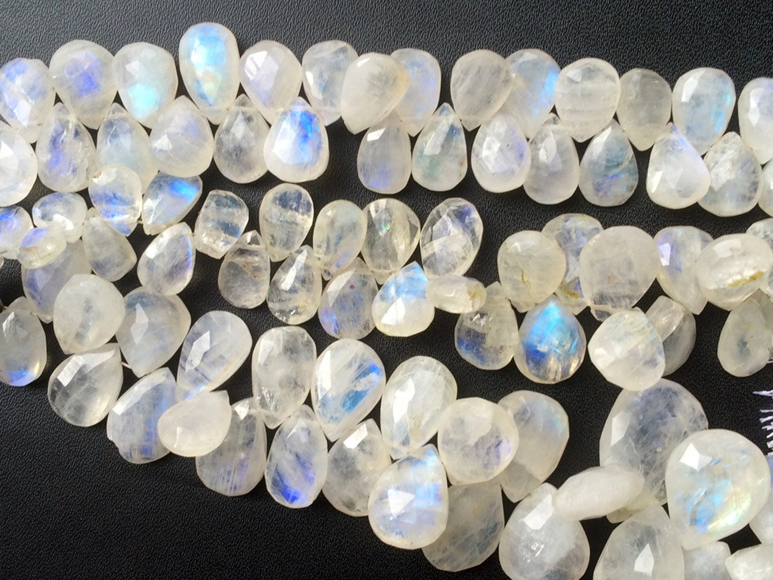 14x17mm-11x14mm Rainbow Moonstone Faceted Pear Beads, Rainbow Moonstone ...