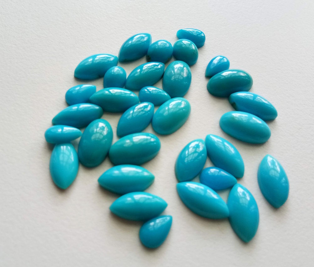 5x7mm-7x12mm Arizona Turquoise Cabochons, 5 Pcs Natural Arizona ...