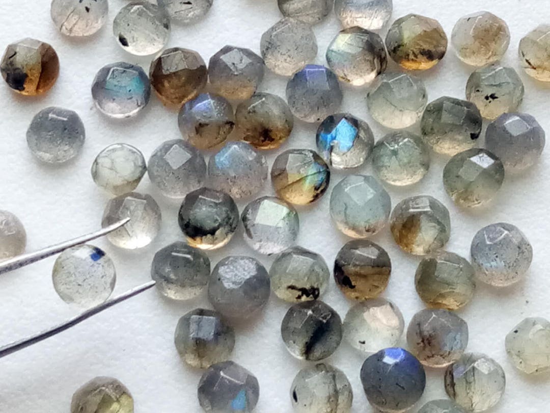 5mm Labradorite Rose Cut Round Cabochons, Labradorite Faceted Flat Back ...
