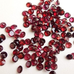 5-6mm Garnet Round Cut Stone, Natural Faceted Garnet Stones, Loose ...