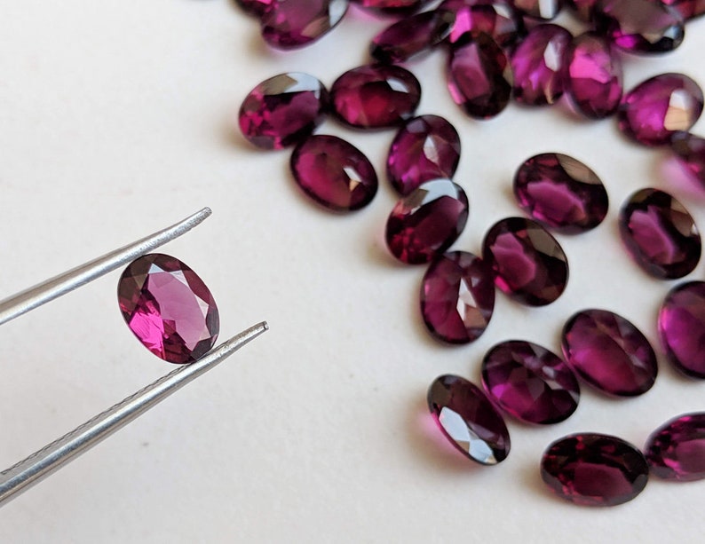 6x8mm Rhodolite Garnet Oval Cut Stones Natural Garnet Faceted | Etsy