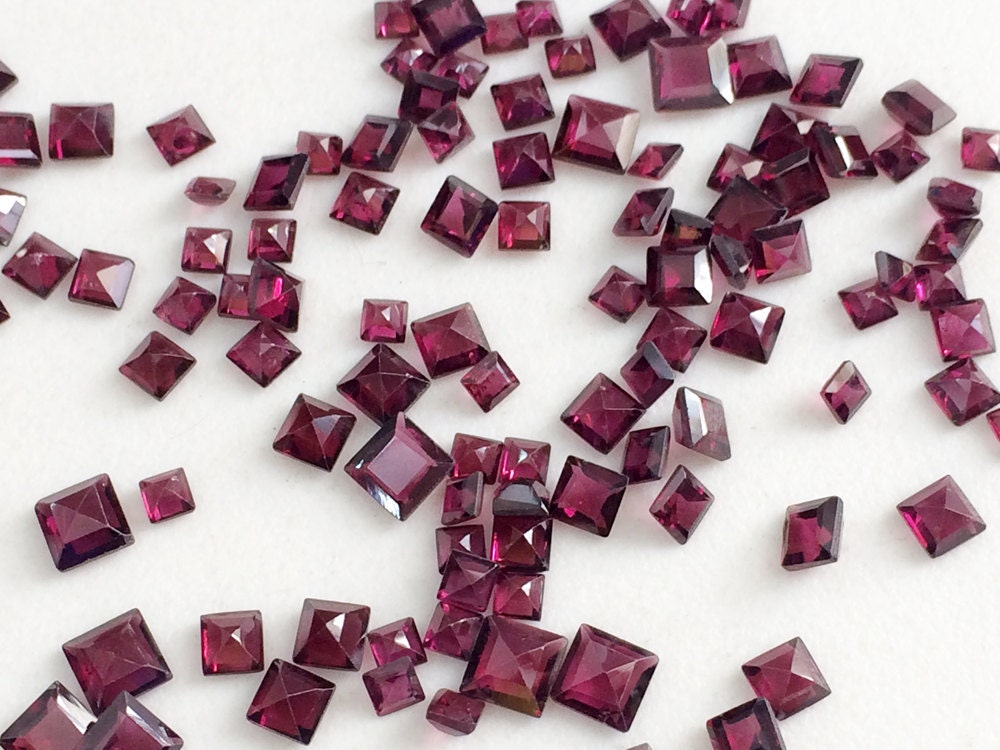 3-5mm Garnet Square Gemstones Loose Garnet Faceted Lot | Etsy