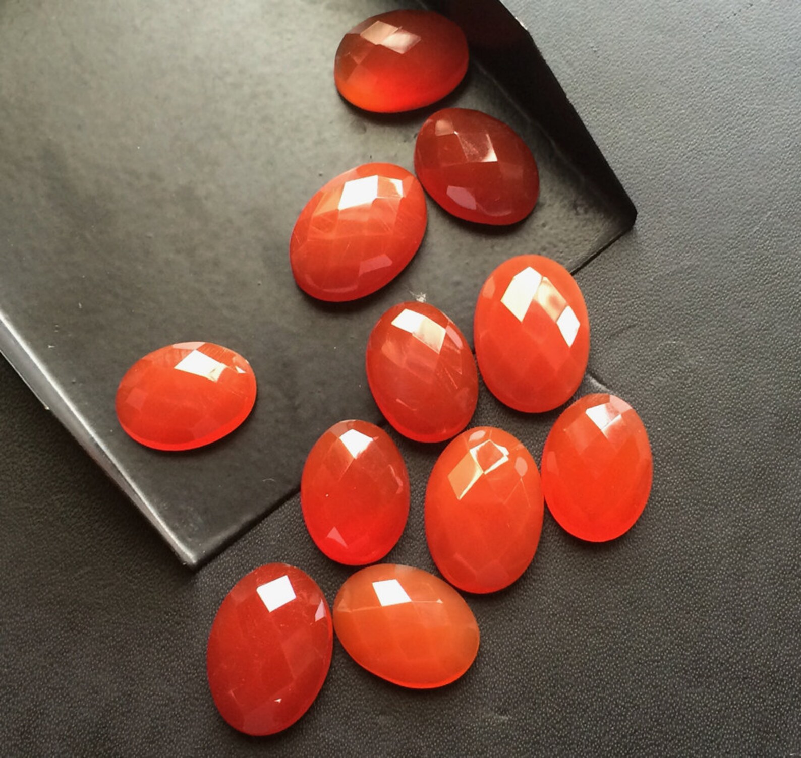 12x16mm 13x18mm Carnelian Orange Rose Cut Chalcedony 5 - Etsy