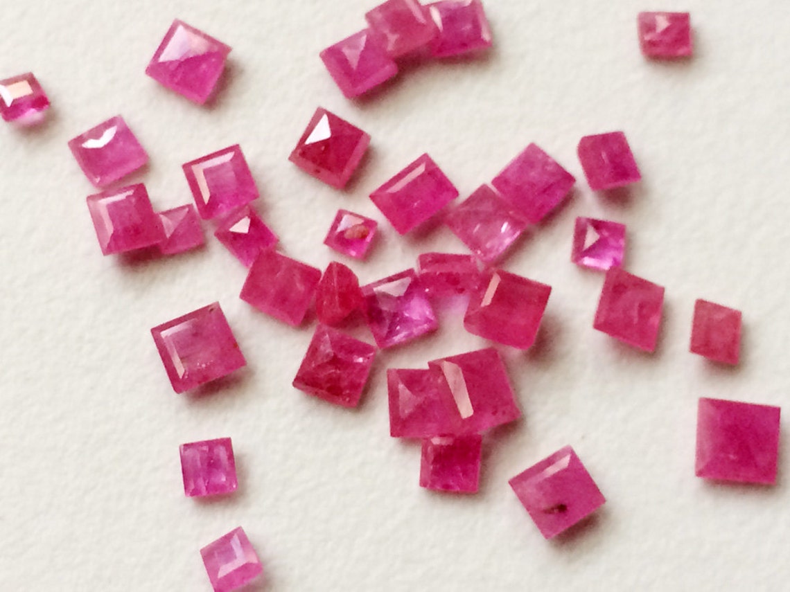 2-4mm Ruby Princess Cut Stones Natural Loose Ruby Square | Etsy