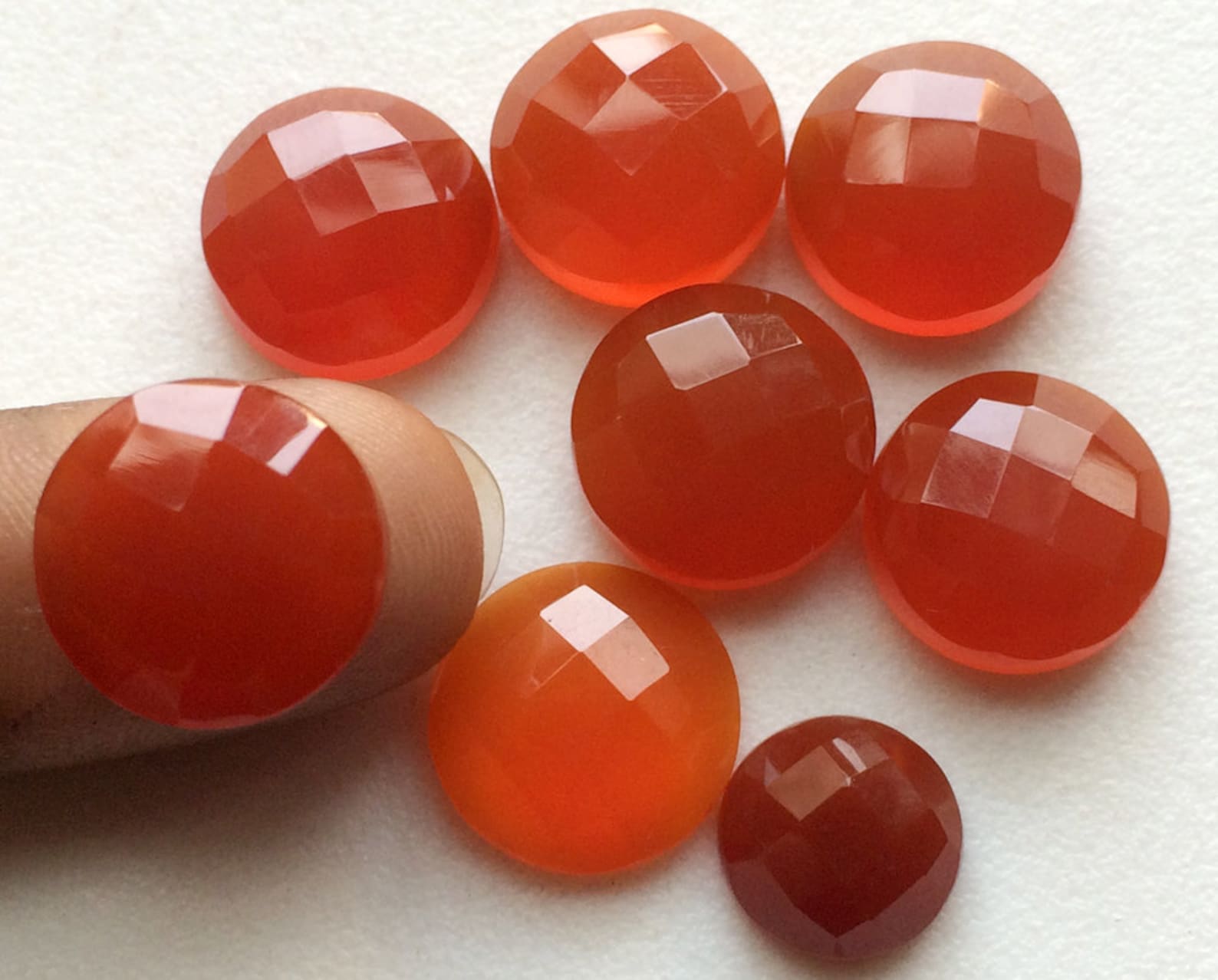 7-14mm Carnelian Orange Chalcedony Rose Cut Cabochon, 5 Pcs Orange ...