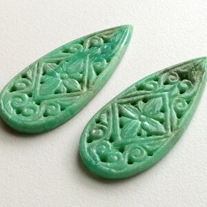 58x26mm Chrysoprase Filigree Drilled Hand Carved Matched Pair ...