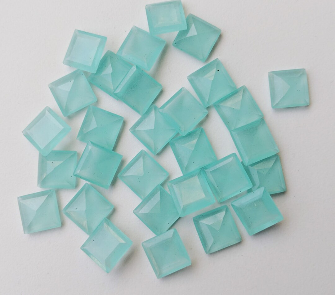 12.5mm Aqua Chalcedony Princess Cut, Aqua Blue Cabochons, Loose Aqua ...