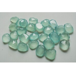 12x16mm to 16x20mm Aqua Chalcedony Rose Cut, Blue Flat Cabochons, 3 ...
