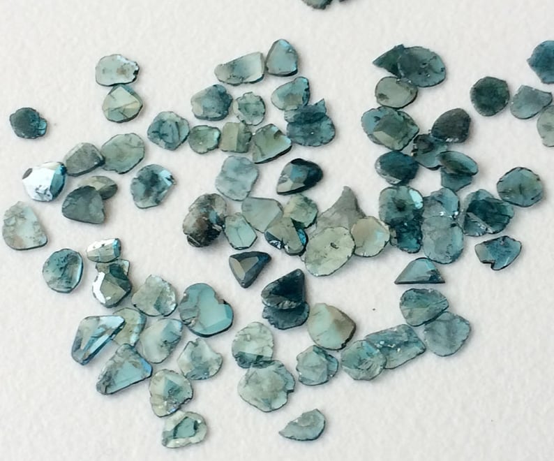 3-4mm Blue Diamond Faceted Slices Beautiful Blue Diamond | Etsy