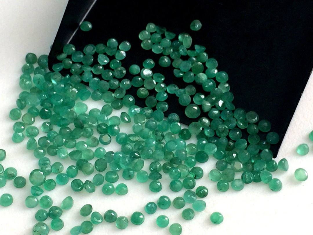 3-4mm Emerald Faceted Round Stones, Natural Loose Emerald Gemstone Lot ...