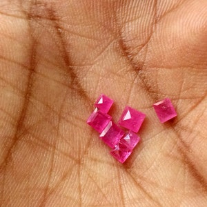 2-4mm Ruby Princess Cut Stones, Natural Loose Ruby Square Gems, Faceted ...