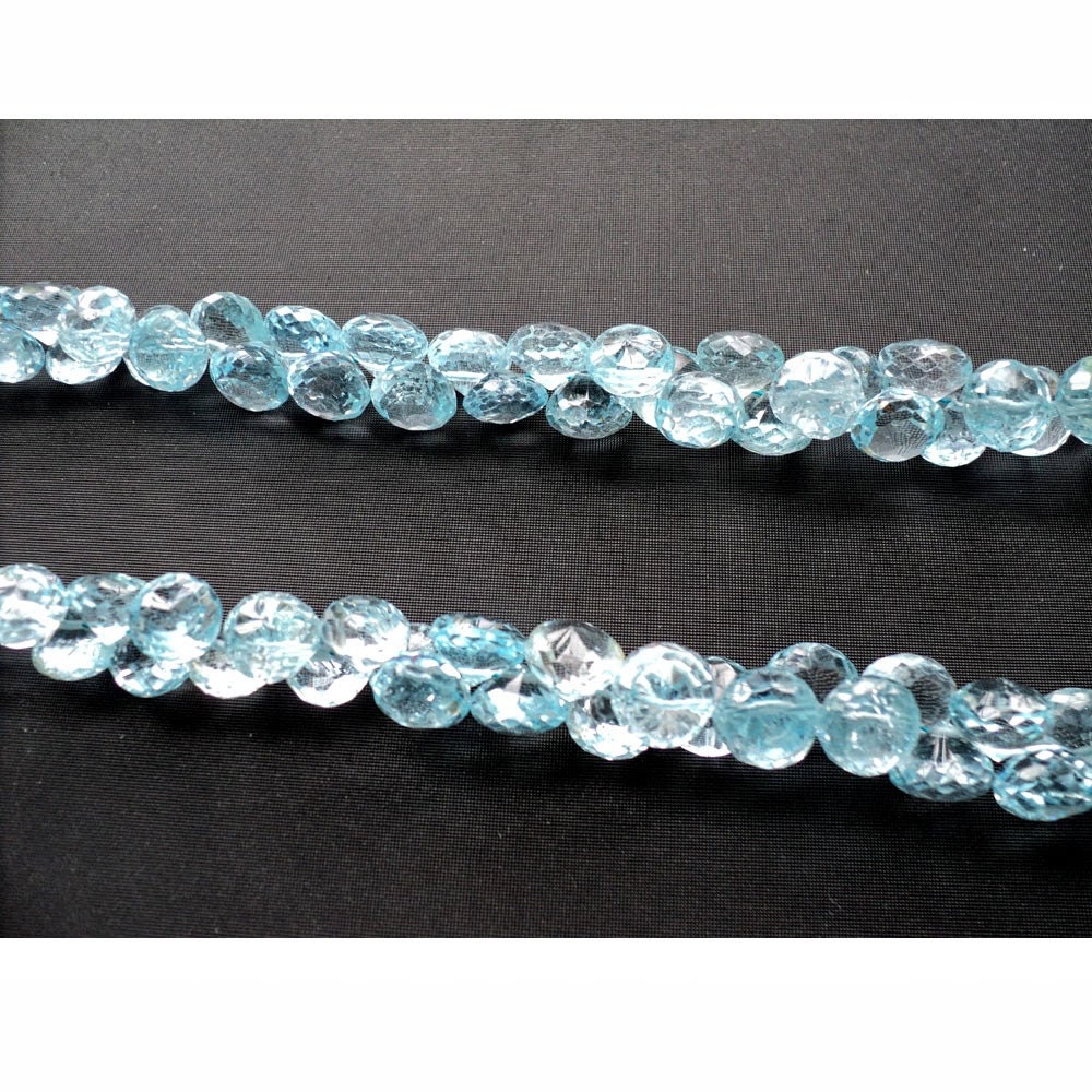 7-8mm Swiss Blue Topaz Beads Faceted Onion Beads, Blue Topaz Faceted ...