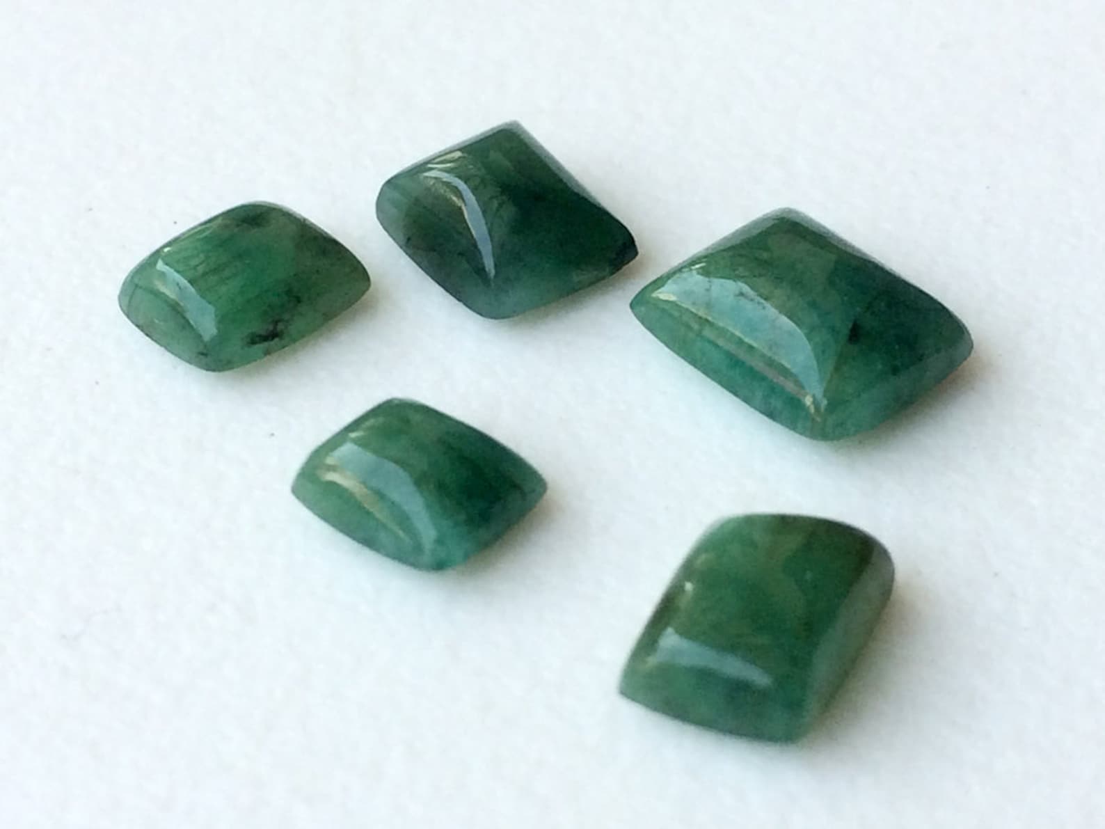 4.9x5.8mm-5x6.3mm Emerald Plain Rectangle Cabochon, Natural Loose ...