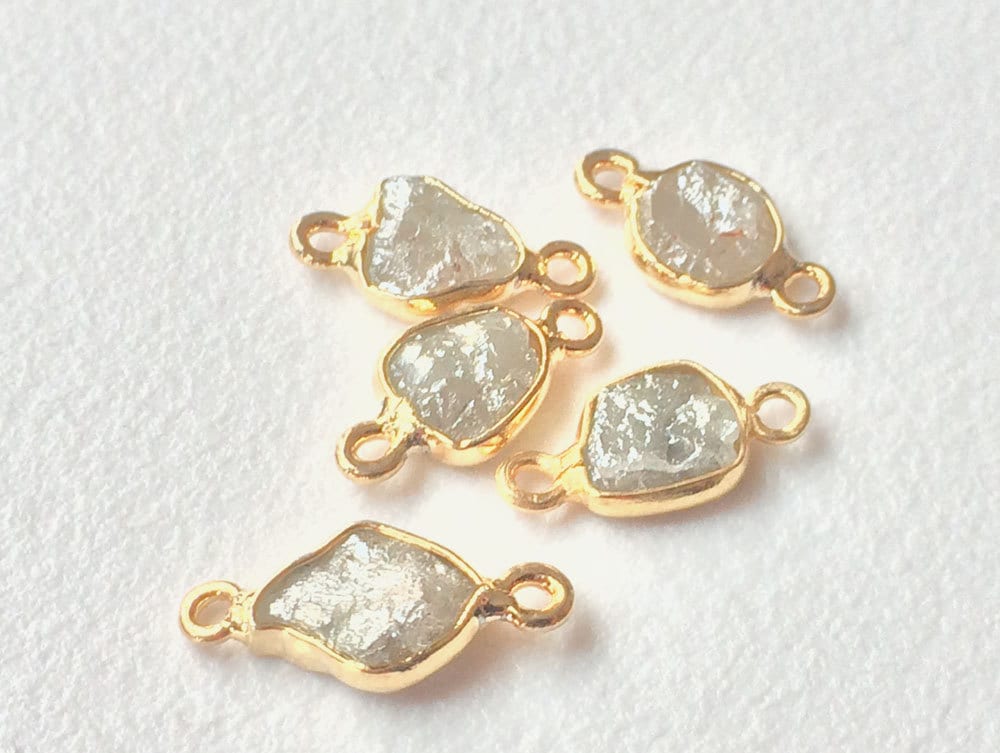 5-6mm White Raw Diamond Connectors 925 Silver Connectors Gold - Etsy