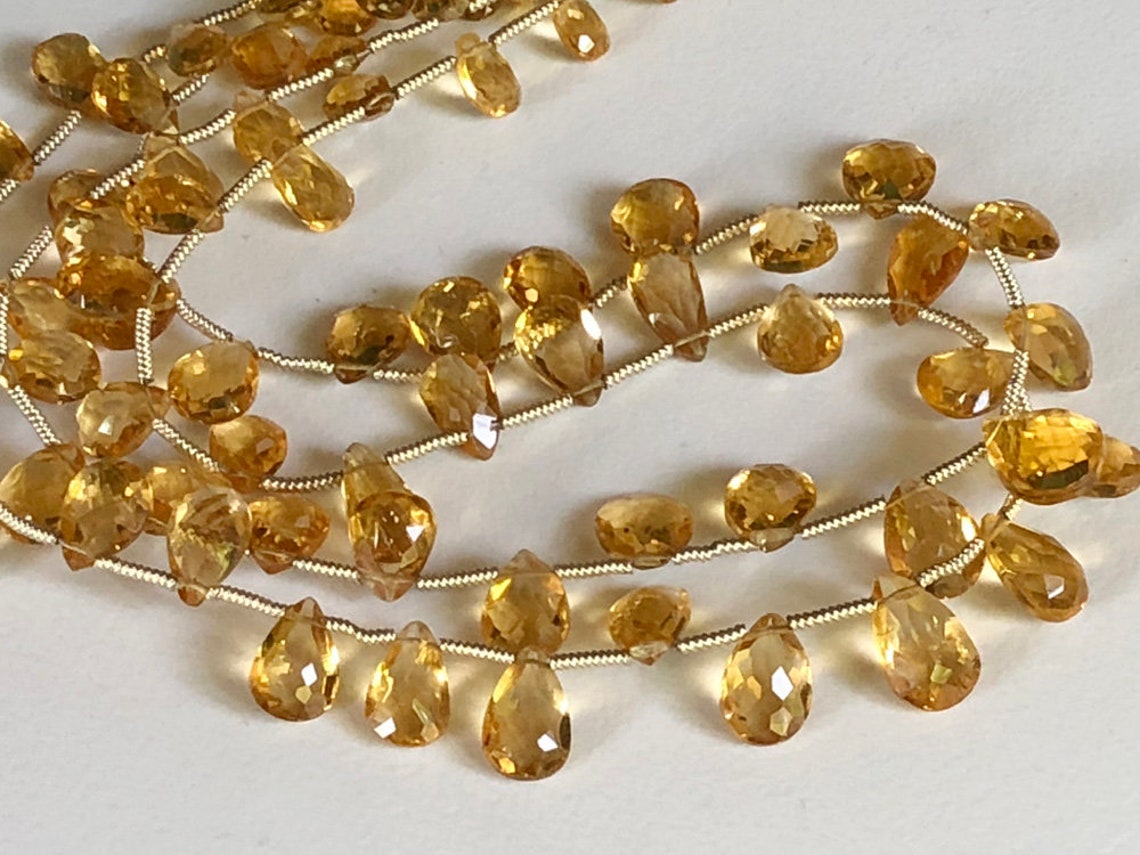 5x7mm 7x9mm Citrine Faceted Pear Beads Natural Citrine | Etsy