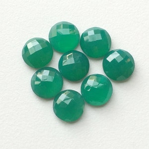 10mm Green Onyx Faceted Round Flat Back Cabochons, Rose Cut Green Onyx ...