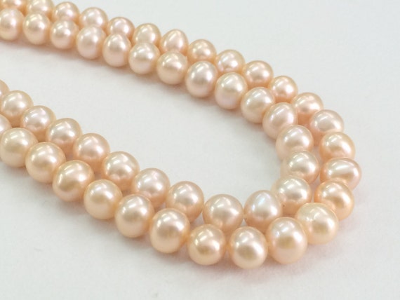 7-7.5mm Peach Color Pearls Natural Fresh Water Round Pearls | Etsy