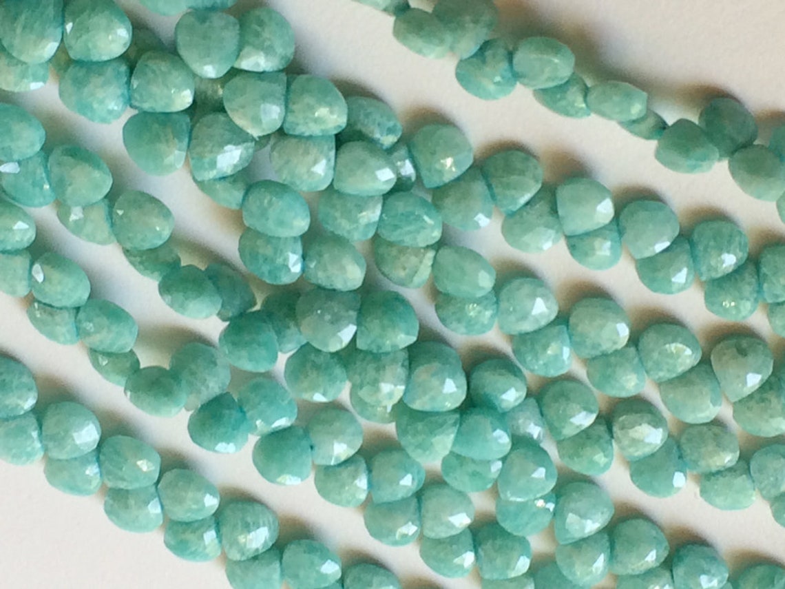 8.5mm Amazonite Faceted Heart Beads, Natural Amazonite Sea Foam ...