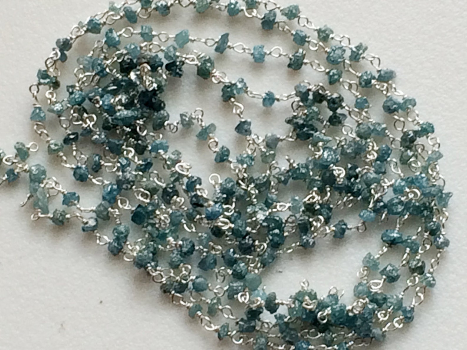 2-2.5mm Blue Raw Diamonds Rosary Chain Blue Rough Diamond | Etsy