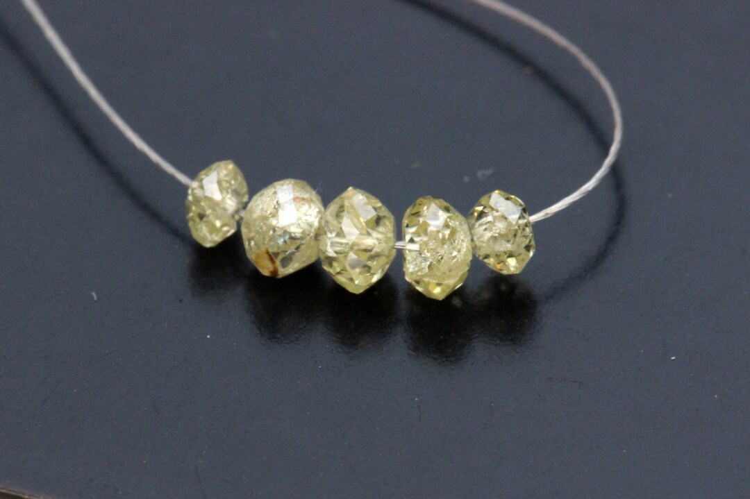 2.3-2.6mm Yellow Sparkling Faceted Diamond Rondelle Bead, 5 Pcs Light ...