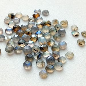 5mm Labradorite Rose Cut Round Cabochons, Labradorite Faceted Flat Back ...